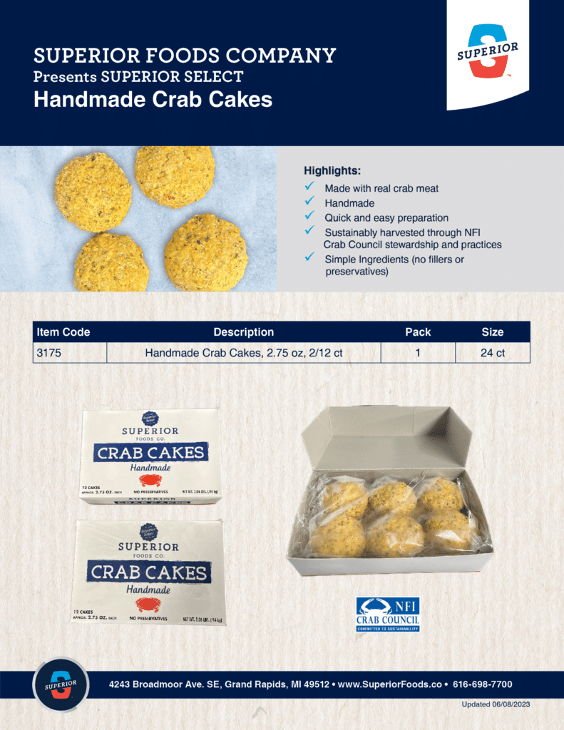 Crab Cakes - Superior Foods Co.