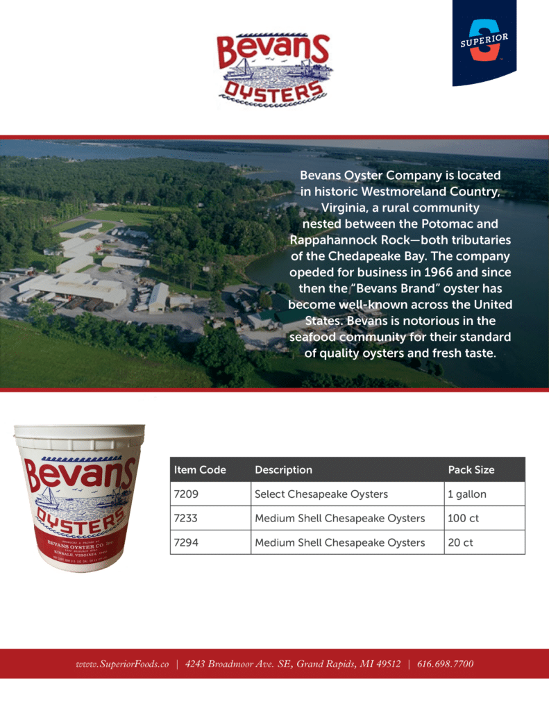 Bevans Oyster Company - Superior Foods Co.